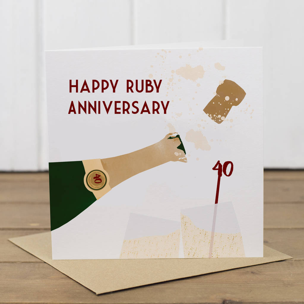 40th Ruby Wedding Anniversary Card By Yellowstone Art Boutique 