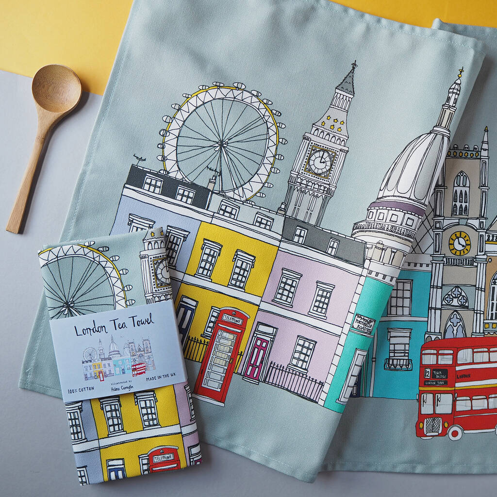 London Skyline Tea Towel By Helena Carrington Illustration ...