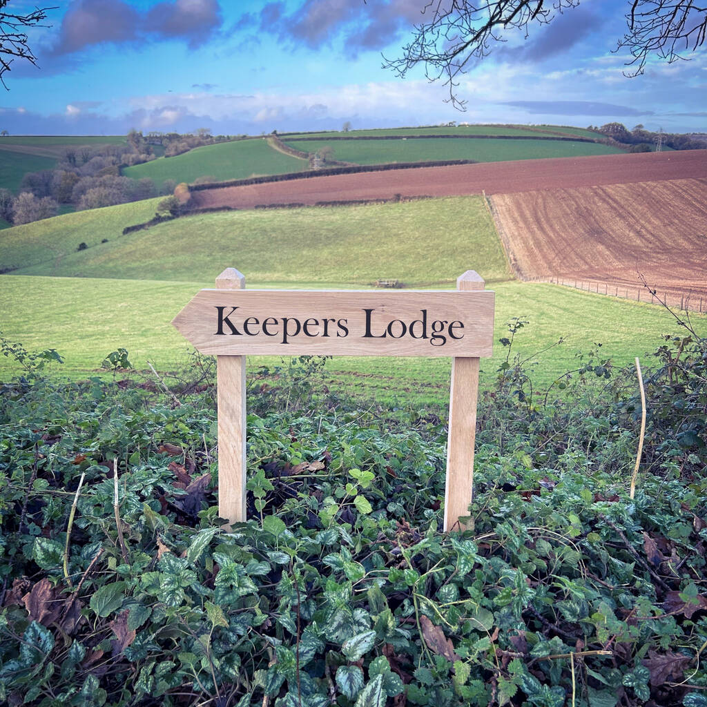 Wooden Engraved Driveway Sign Pointing By Grain Designs ...