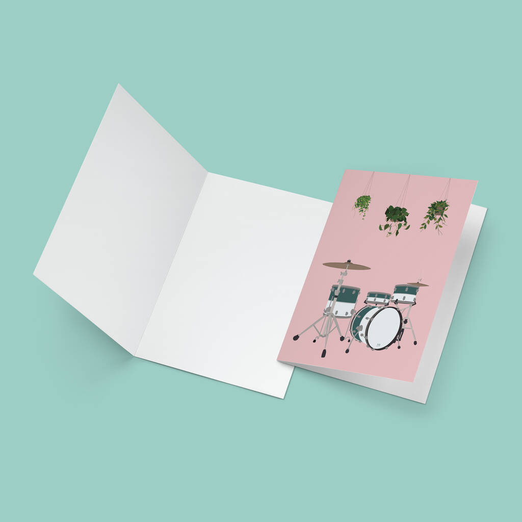 Drum Kit Houseplant Card | Music Greetings Card By Thirty Forest ...