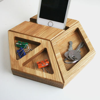 Solid Oak Modular Geometric Desk Tidy By Wood Paper Scissors ...