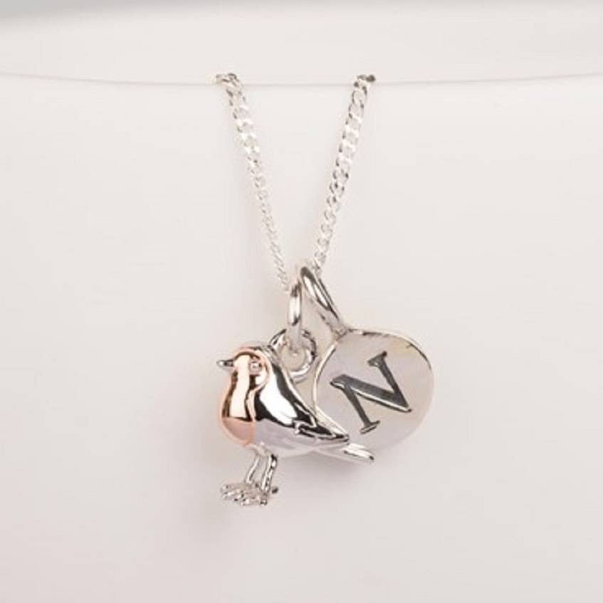 personalised solid silver baby robin necklace by nest ...