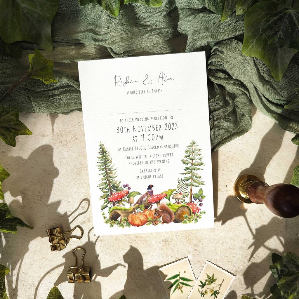 Autumn Woodland Evening Invitations And Envelopes By Paper Willow ...