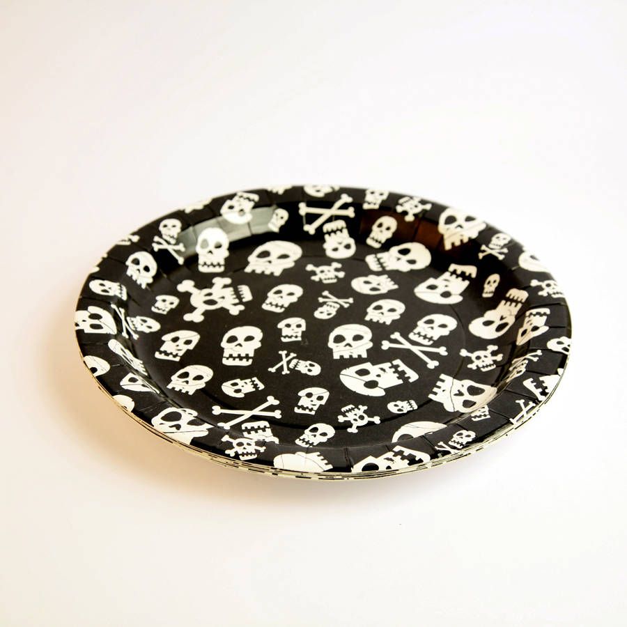 pack of six skull paper plates by little lulubel | notonthehighstreet.com
