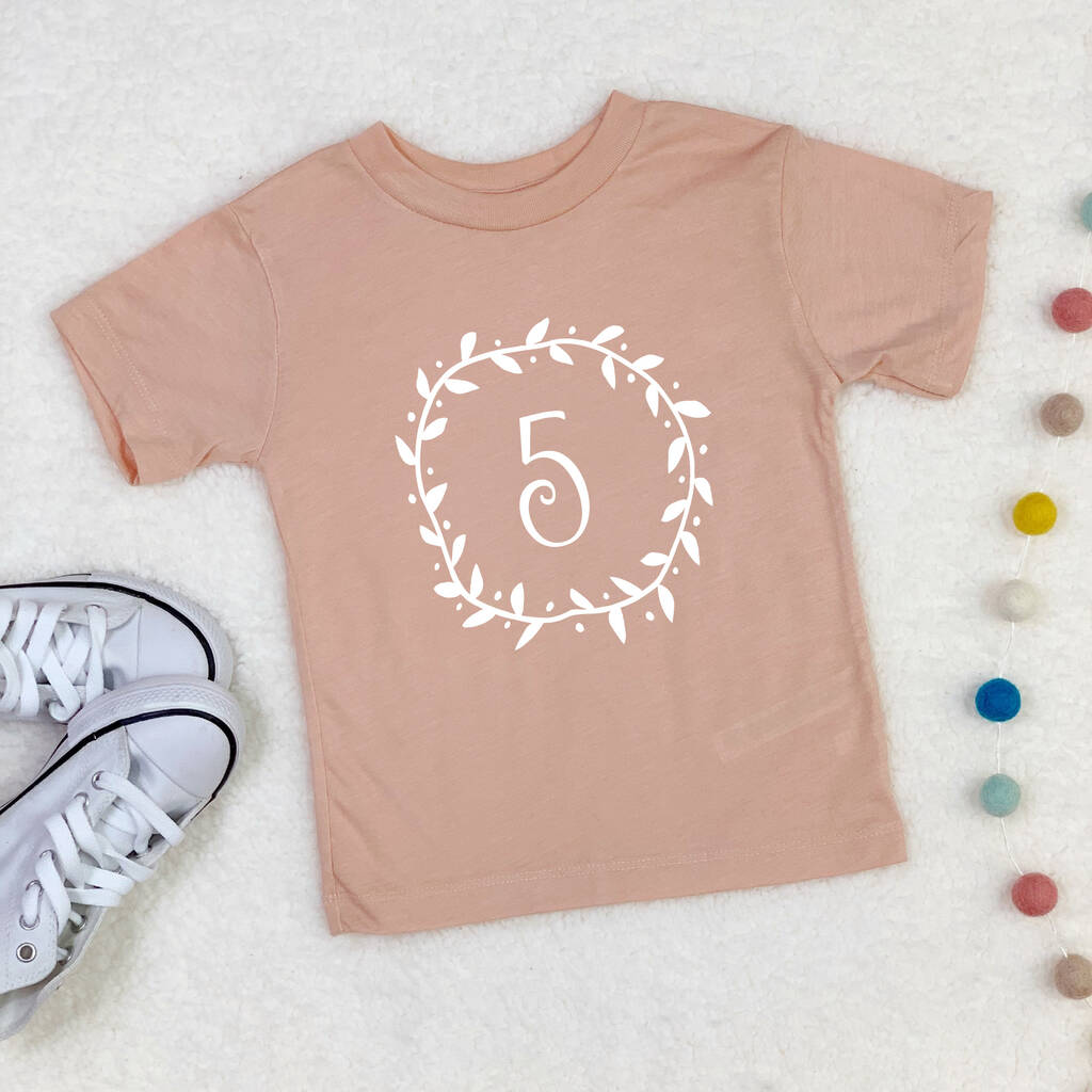 Girls Birthday T Shirt Flower Garland And Number By Lovetree Design ...