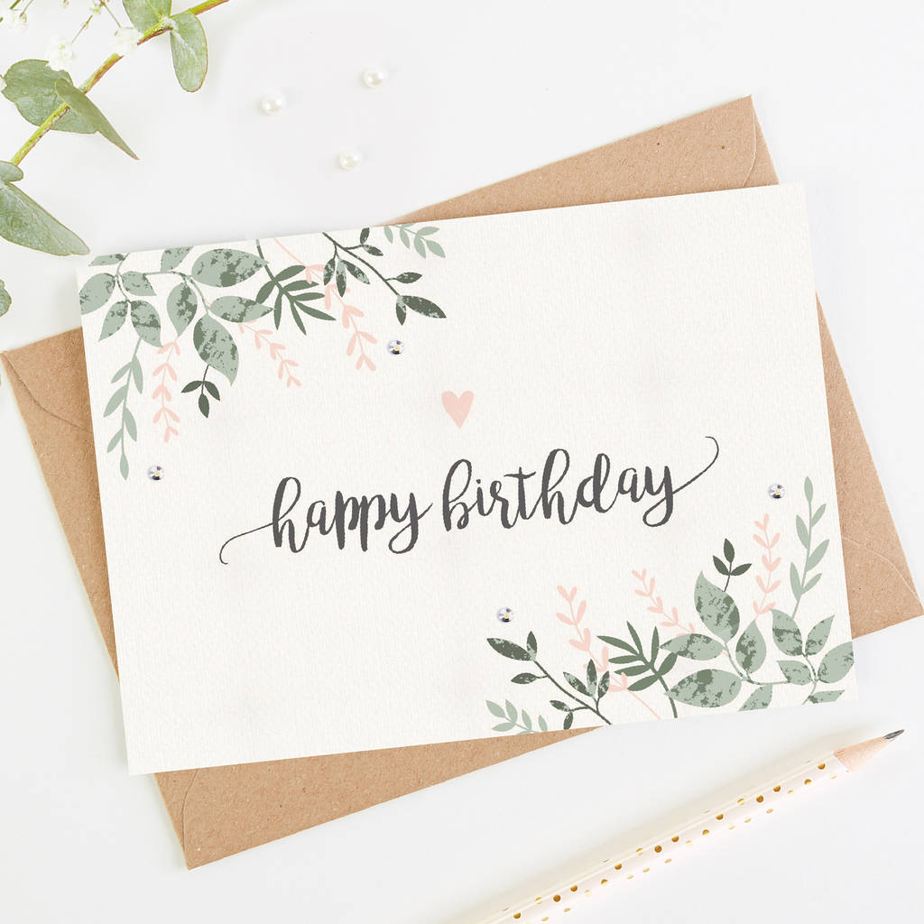 Happy Birthday Card Botanical Blush By LOOM Weddings 
