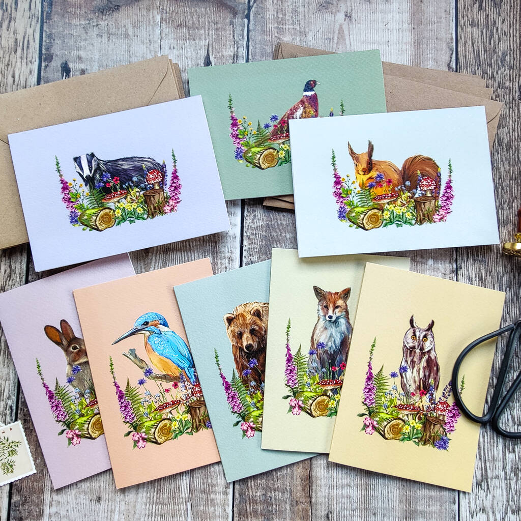Set Of Eight Woodland Animal Notecards And Envelopes By Paper Willow ...
