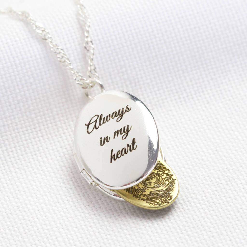Personalised Fingerprint Oval Locket Necklace By Lisa Angel ...
