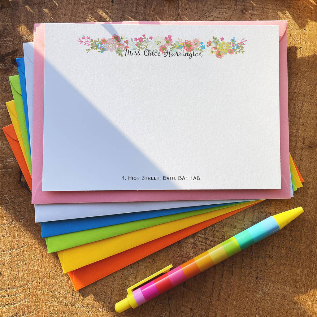 Floral Note Cards With Coloured Envelopes By Lunella ...