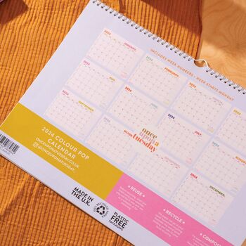 Large 2024 Calendar | Colour Pop | A3 By Good Tuesday