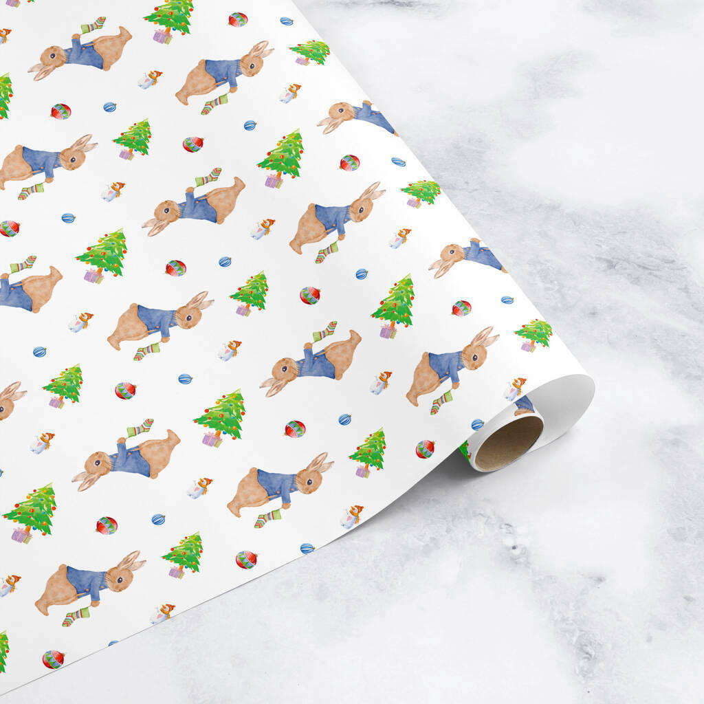 rabbit christmas wrapping paper by rose cottage christening gifts ...