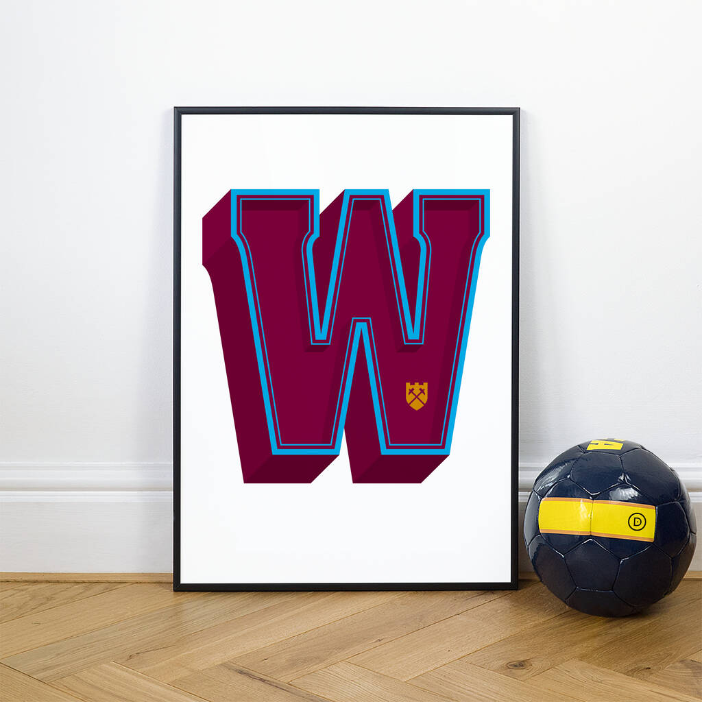 west ham football posters, letter wall art by dinkit ...
