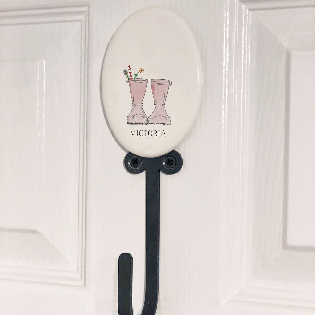 personalised welly boot coat hook by this is nessie ...