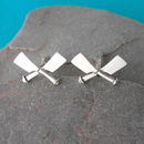 Personalised Rowing Crossed Oar Silver Cufflinks By Emma Mogridge ...