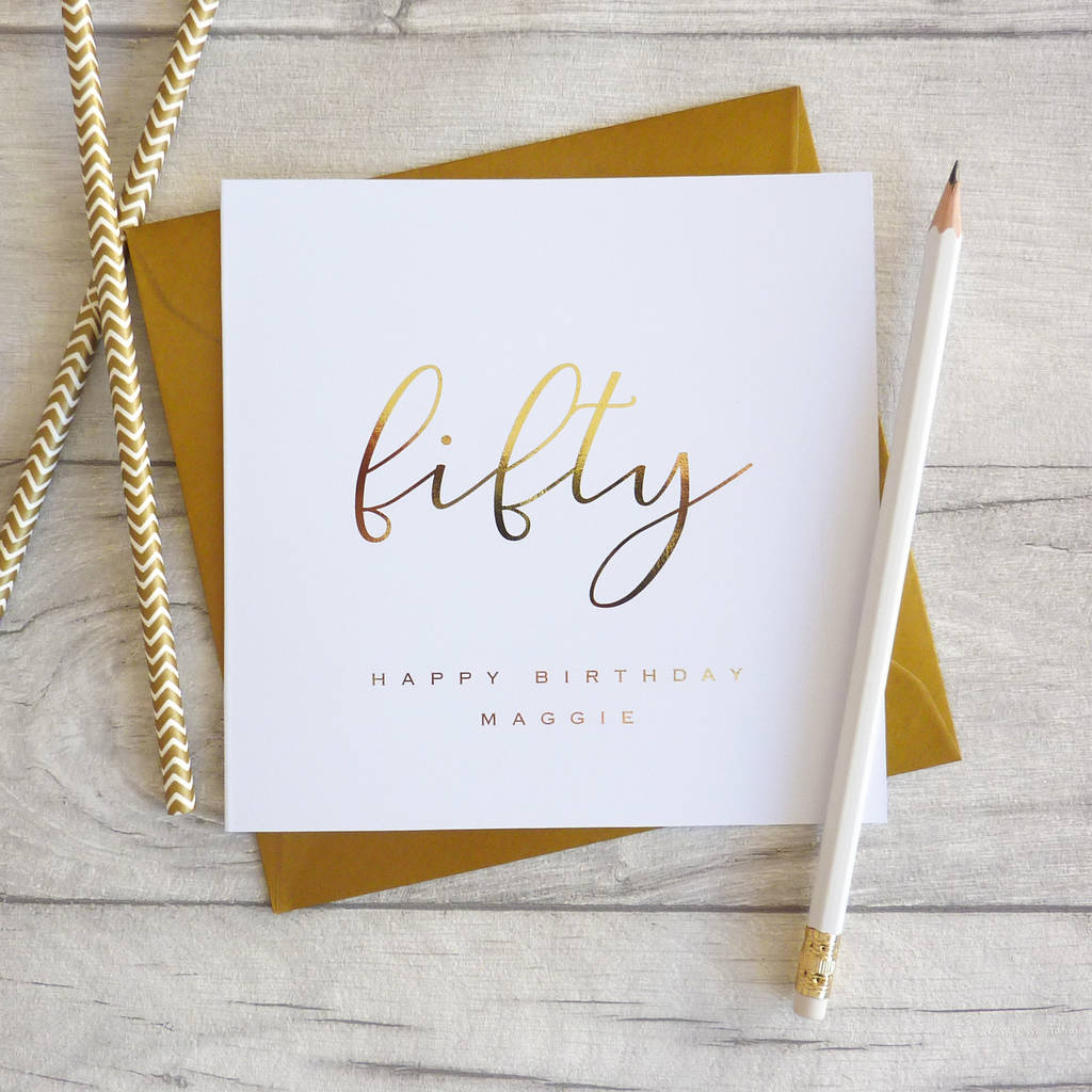 50th Birthday Personalised Foil Card By Little Cherub Design