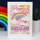 personalised papercut rainbow card by pogofandango | notonthehighstreet.com