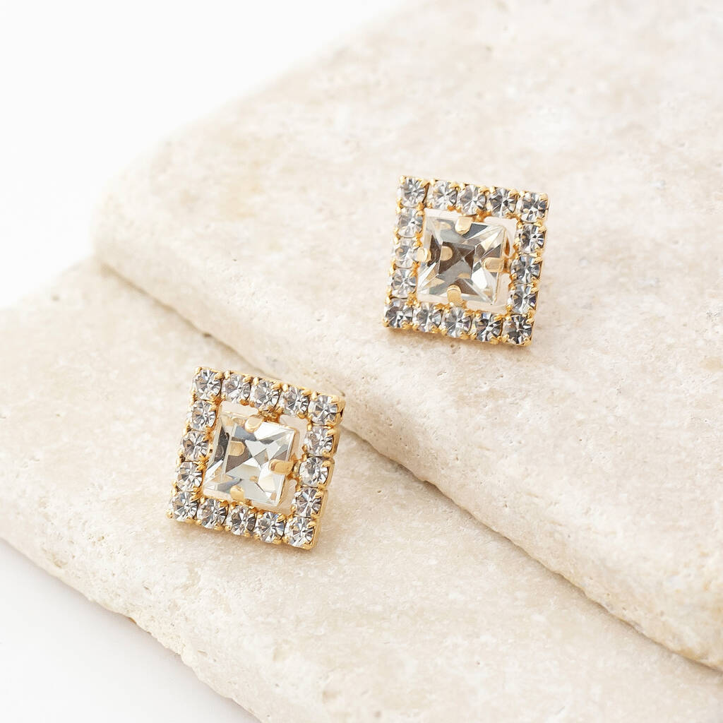 Swarovski Crystal Square Shaped Earrings By Brand X