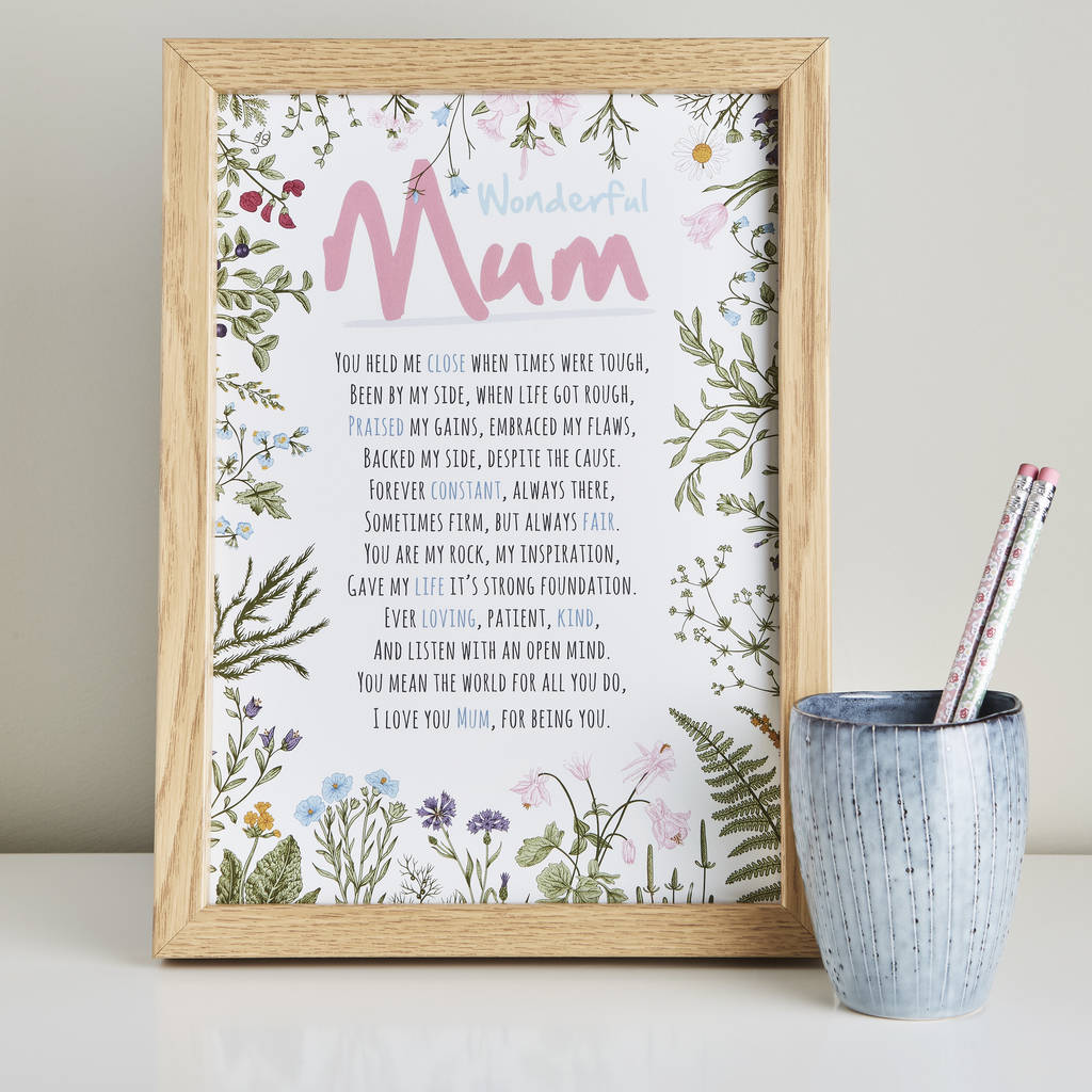wonderful mum poem gift for mum by shmuncki | notonthehighstreet.com
