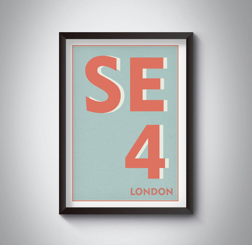 Se4 Brockley London Postcode Art Print By EC Crafted Se4 Brockley London Postcode Art Print By EC Crafted