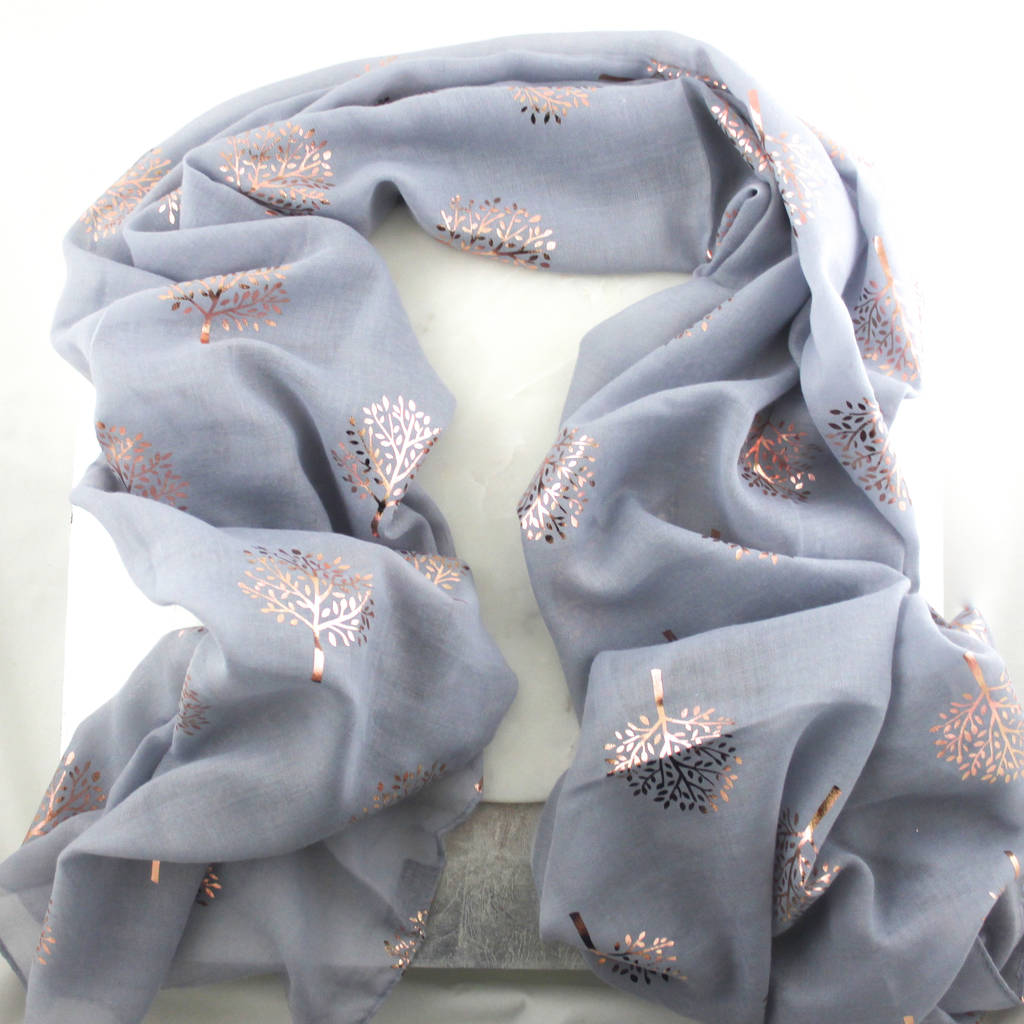 rose gold metallic tree cotton scarf by my posh shop ...