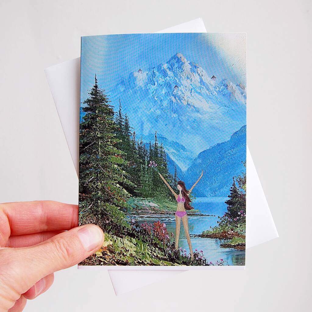 Girl In Mountains Landscape Birthday Card By Kabinshop ...