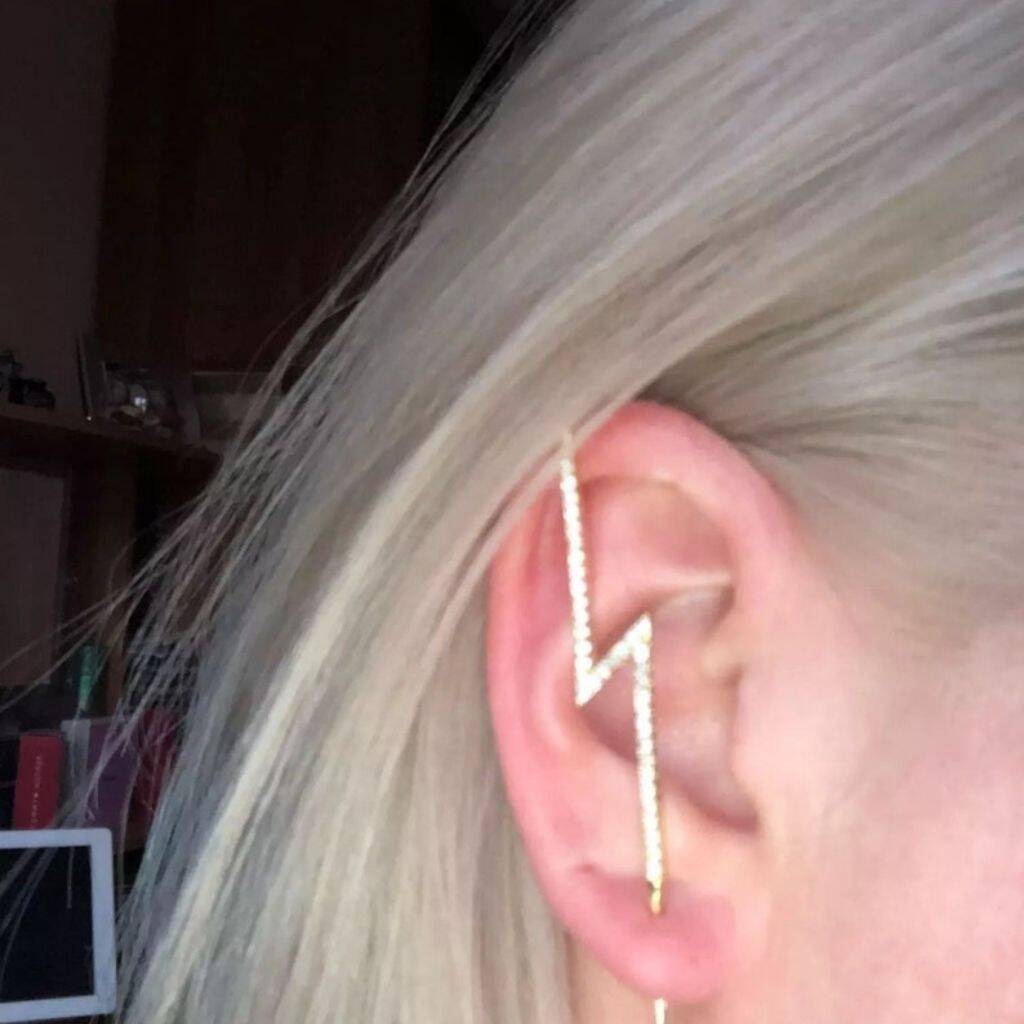 Gold And Silver Lightning Ear Wrap Crawler Hook Earring By The ...