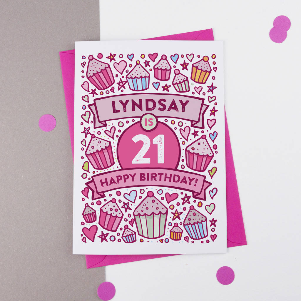 21st Birthday Card Cupcake Personalised By A Is For Alphabet