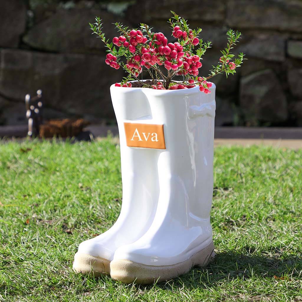 Personalised Little Gardeners Welly Boot Planters By Dibor ...