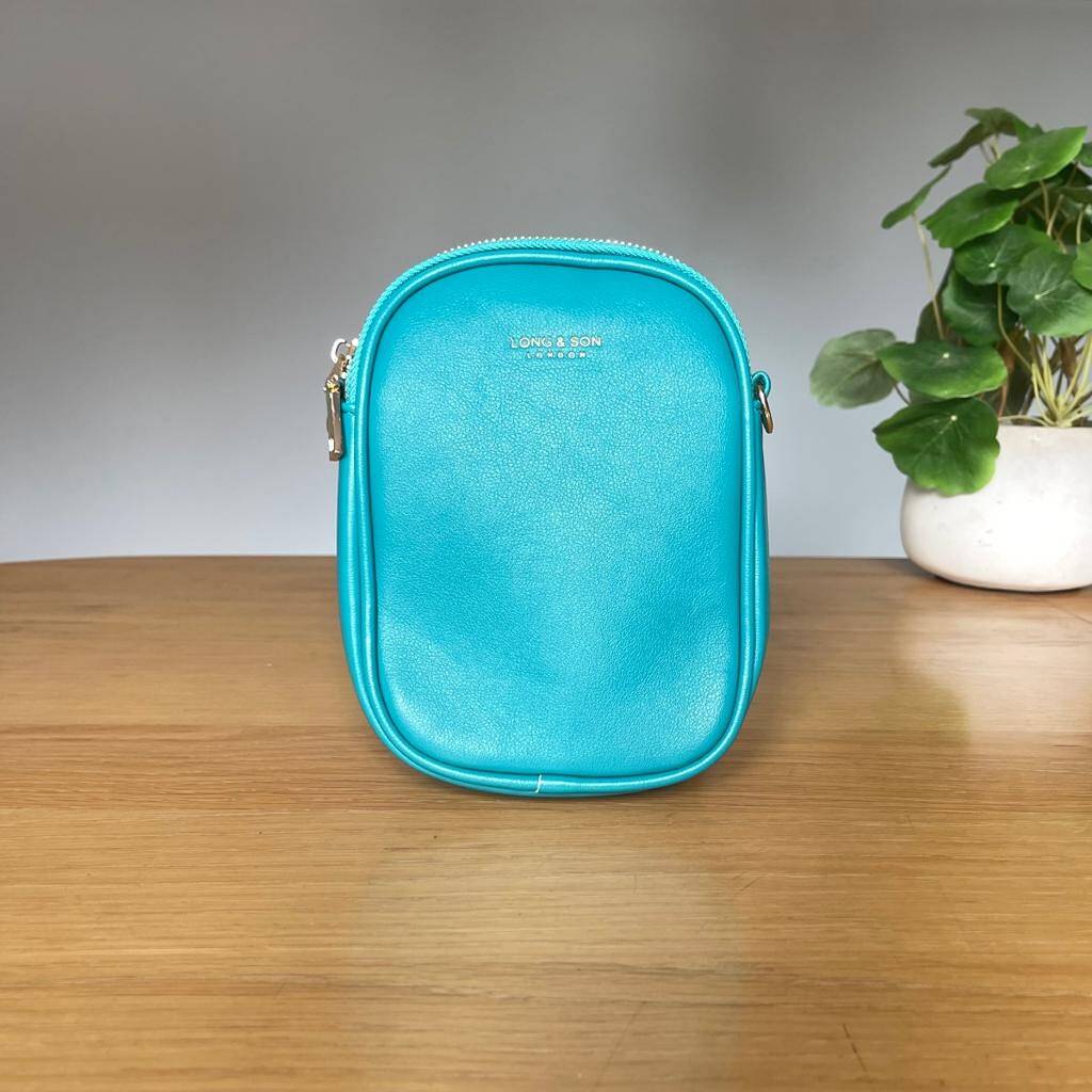 Cross Body Double Zip Bag In Green Blue By Nest Gifts