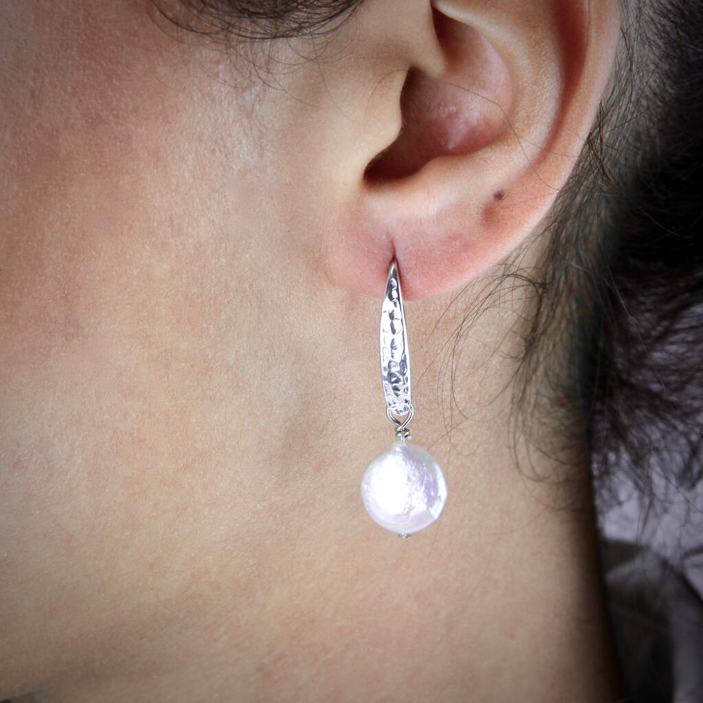 Sterling Silver Freshwater Coin Pearl Earrings By Gaamaa ...