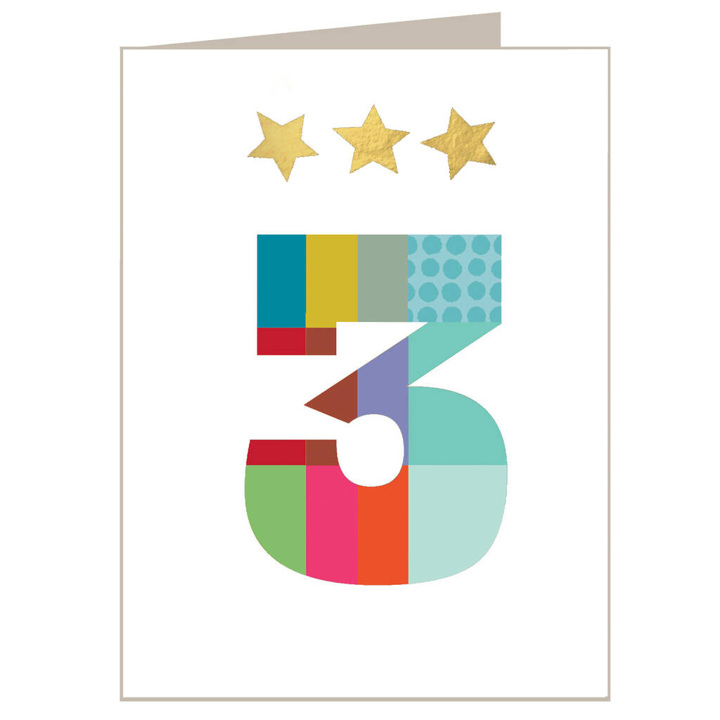 Mini Gold Star Number Three Card By Kali Stileman Publishing ...