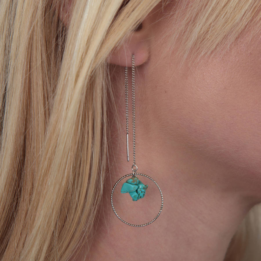 turquoise cluster pull through earrings by my posh shop ...