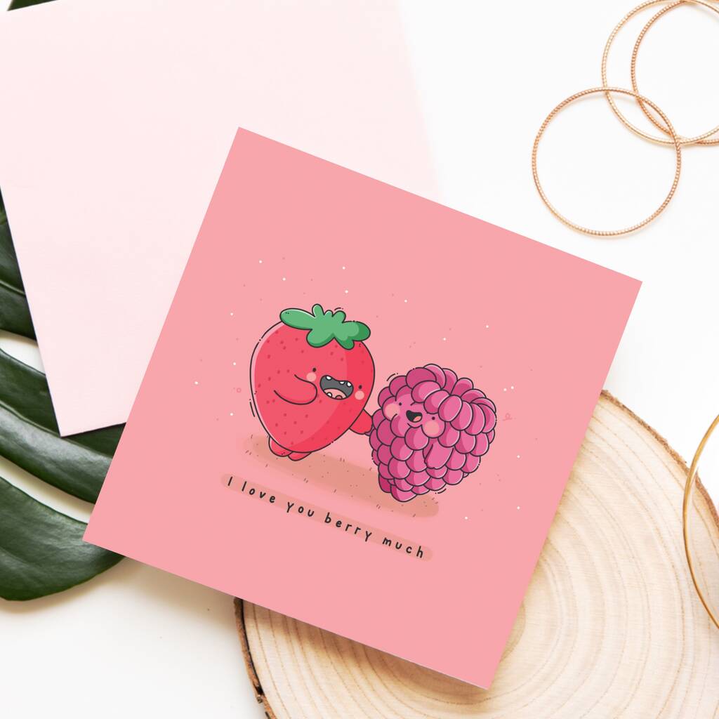 Cute Berry Greetings Card By Toastedink