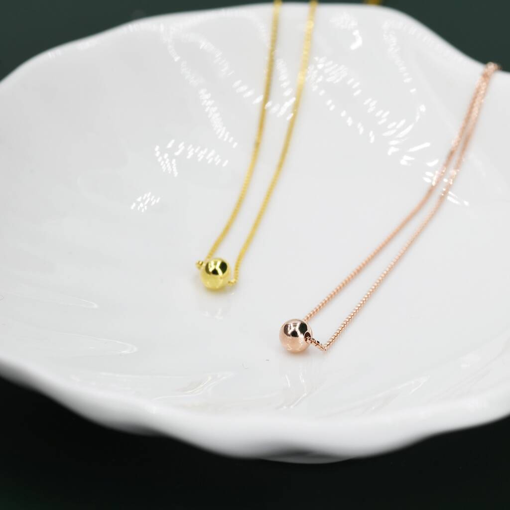 Sterling Silver Single Bead Collar Necklace By Silver Rain Silver