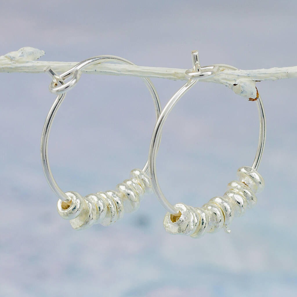 Sterling Silver Nugget Hoops By Lucy Kemp Silver Jewellery ...