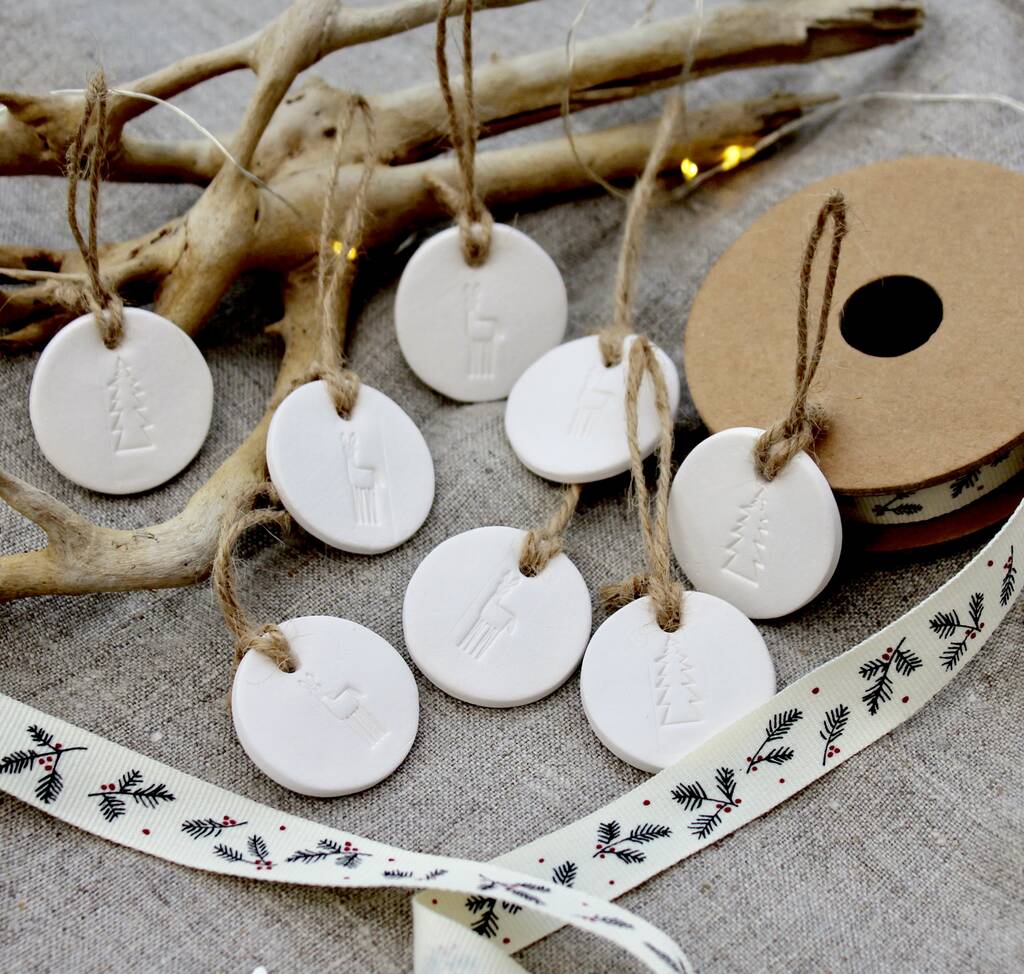 Reindeer And Tree Ceramic Tags By Little Brick House Ceramics