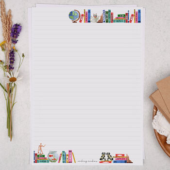 A4 Letter Writing Paper Bookshelf Border Design By Making Meadows ...