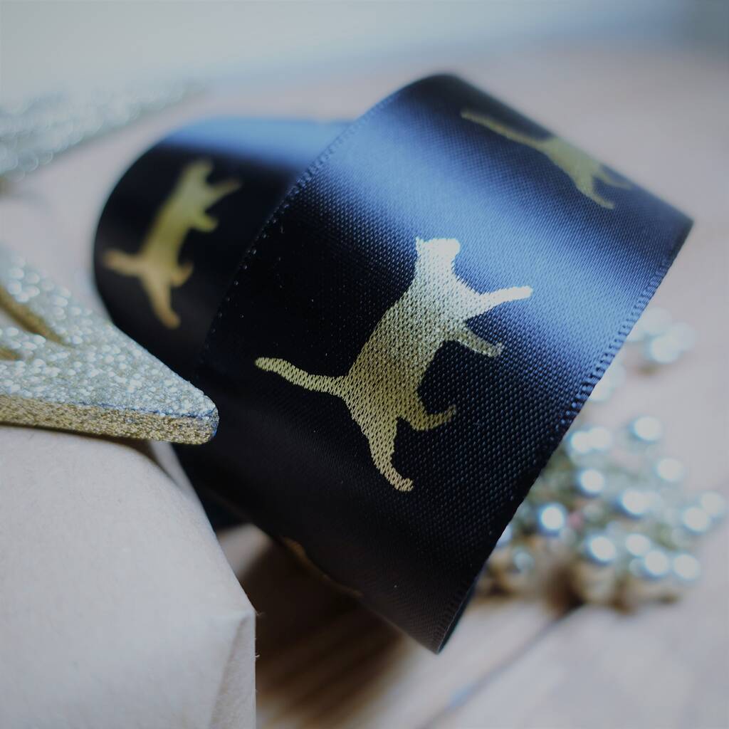 Designer Navy Cat Ribbon By Yellow Green Blue | notonthehighstreet.com
