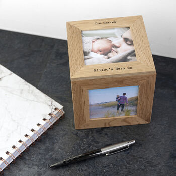 Dad's Personalised Oak Photo Cube Keepsake Box By JUNGLEY | notonthehighstreet.com