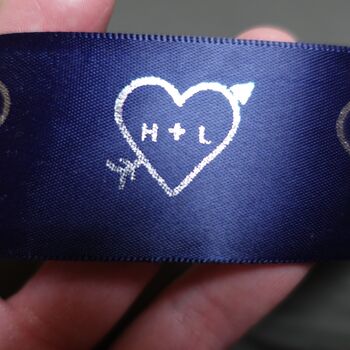 Personalised Love Heart Navy Blue Ribbon By Yellow Green Blue ...