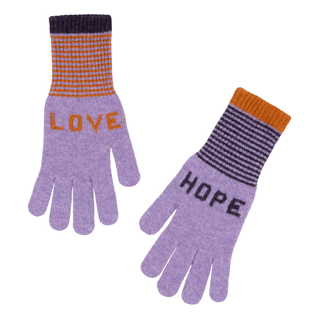 Violet / Rust Love And Hope Lambswool Gloves By Heliotique