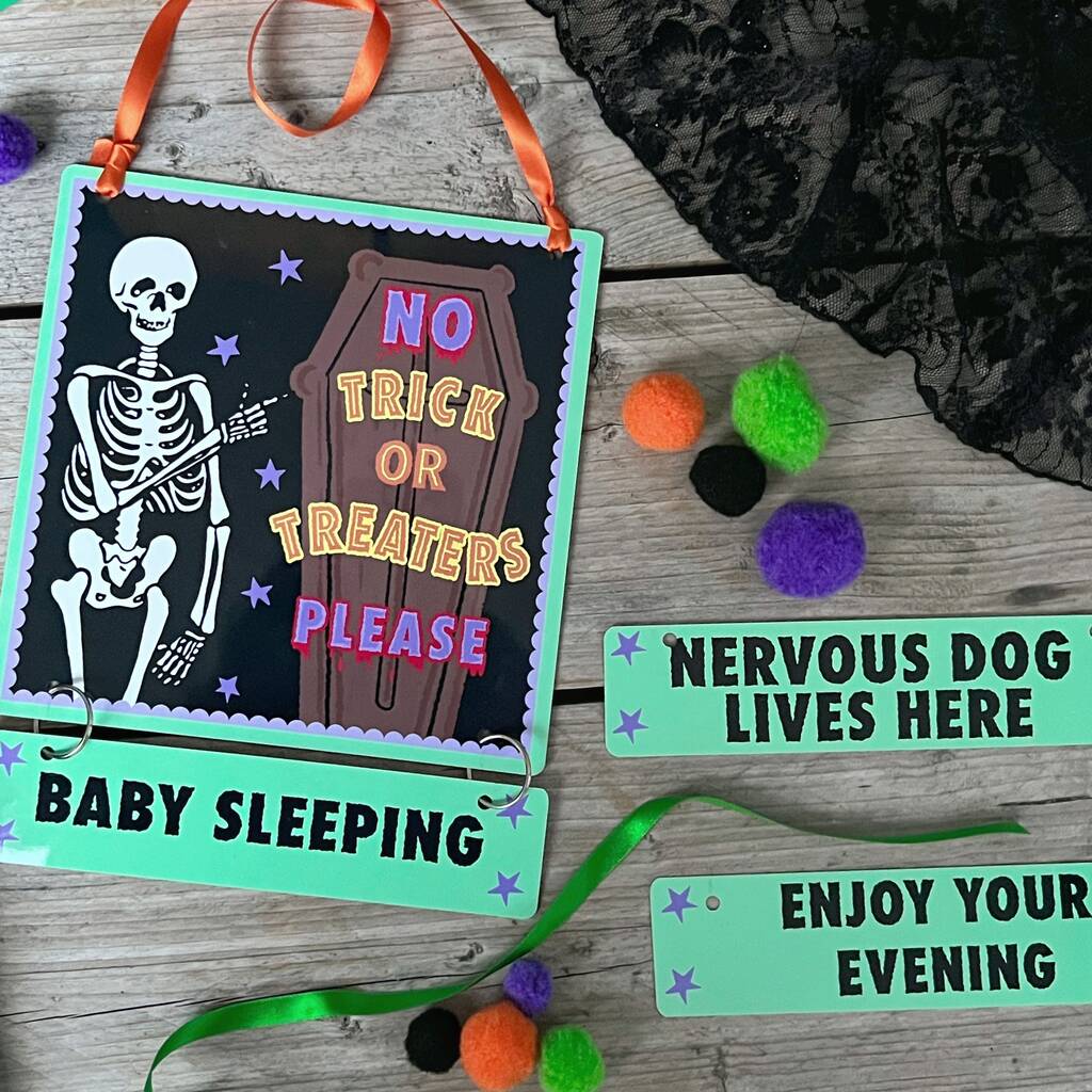 Halloween No Trick Or Treaters Sign With X Two Signs By Hendog Designs