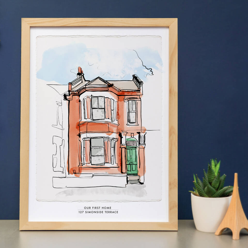 continuous line custom house portrait by floss & co ...