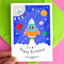 Personalised Rocket Birthday Space Greeting Card By Paper Joy ...