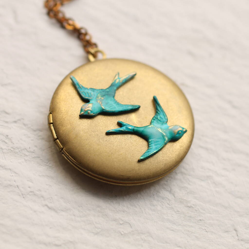Swallow Bird Personalised Locket With Two Birds By Silk Purse, Sow's ...