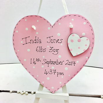 New Baby Personalised Wooden Heart By Craft Heaven | notonthehighstreet.com