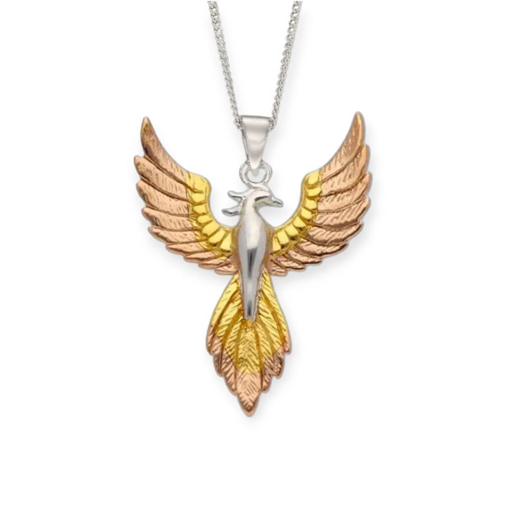 Rising Phoenix Necklace In Gold Plated Silver By Songs of Ink and Steel ...