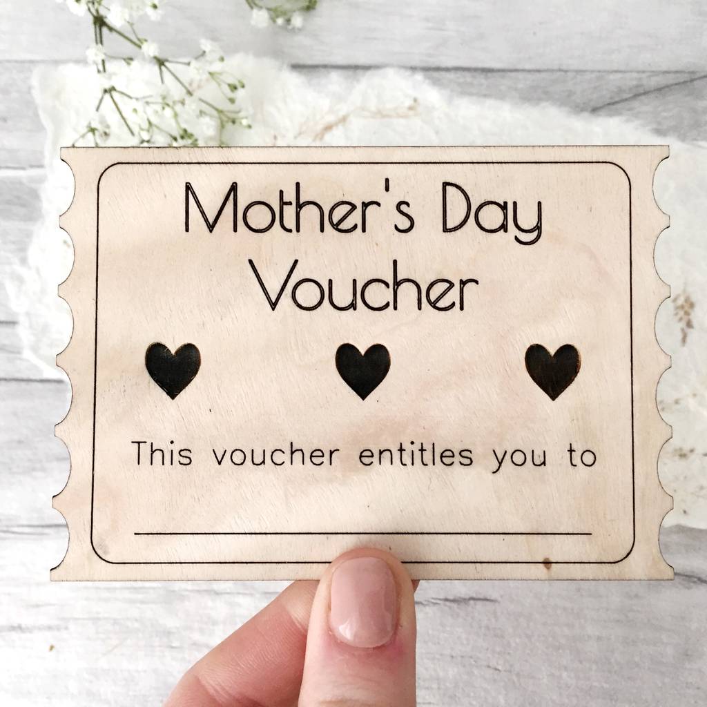 mother s Day Voucher Wooden Card By Jayne Tapp Design mother s Day Voucher Wooden Card By Jayne Tapp Design