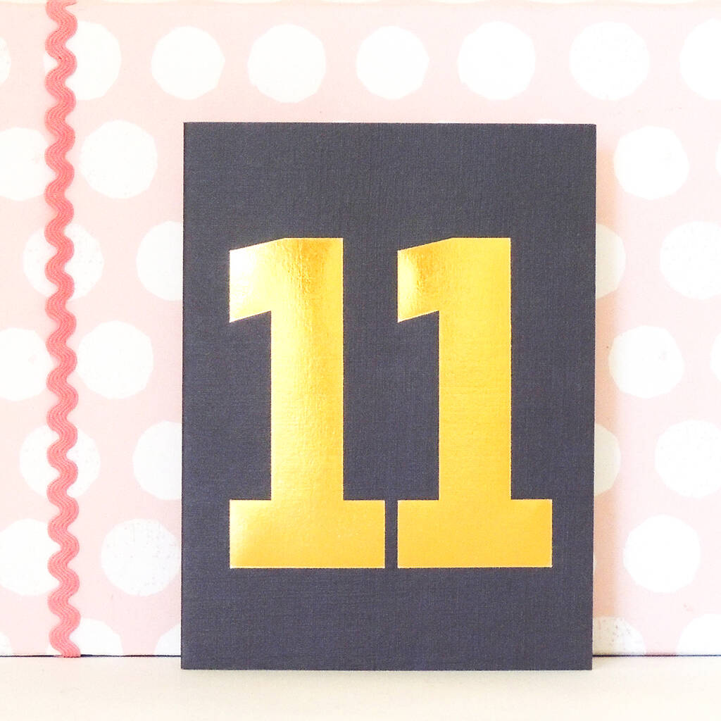 Mini Gold Foiled Number Eleven Card By Kali Stileman Publishing ...