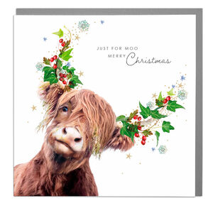 Merry Christmas Highland Cow Christmas Card By Lola Design Ltd